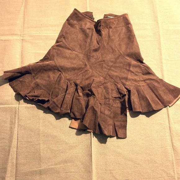 Newport News | Skirts | Vintage Ruffle Leather Skirt | Poshmark